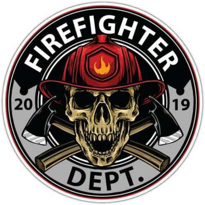 Firefighter Fire Department Skull Axe Car Bumper Window Sticker Decal 4 ...