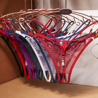 Sexy Women Crotchles Pearl Thong G-string Panties Lingerie Underwear T ...