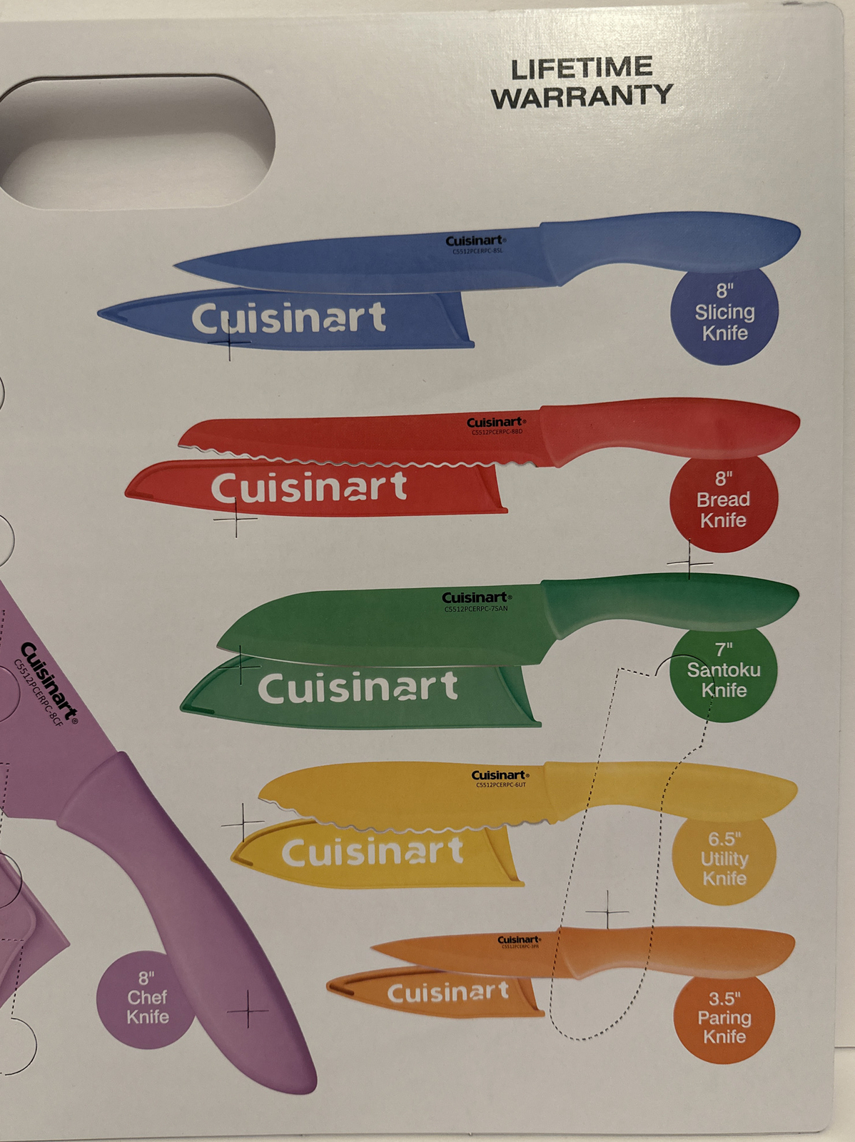 Cuisinart 12-Piece Ceramic Coated Color Knife Set with Blade Guards ...
