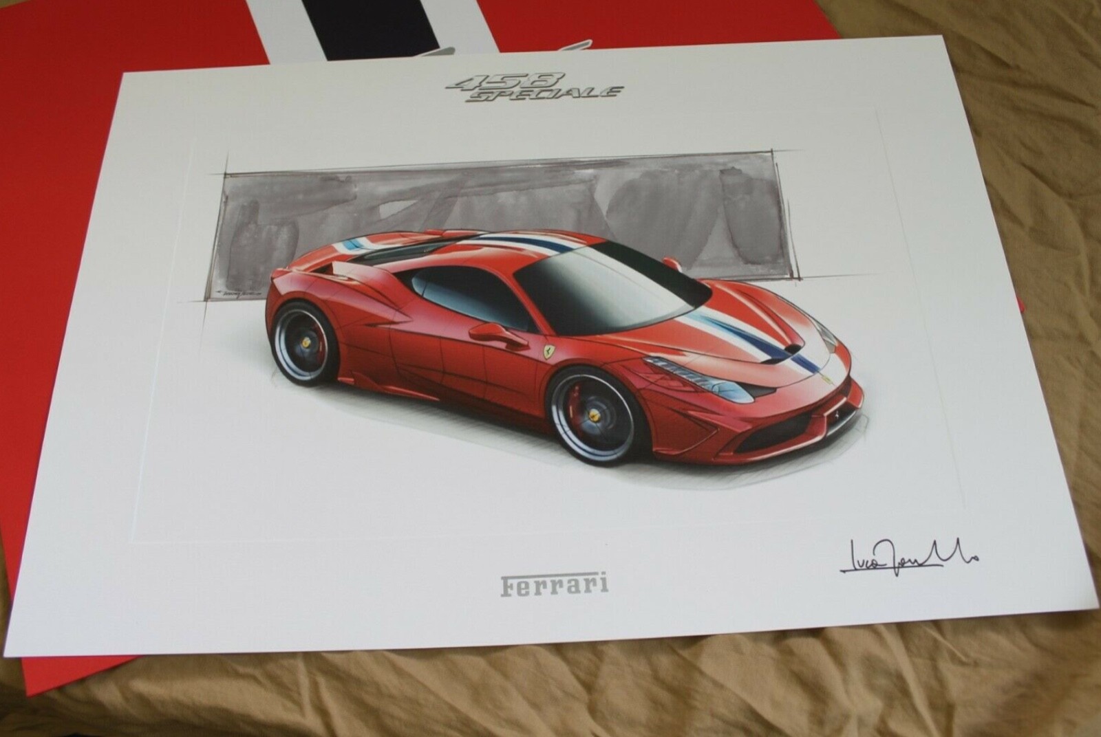 FERRARI 458 SPECIALE Lithograph - Design Sketch - no brochure Prospekt ...