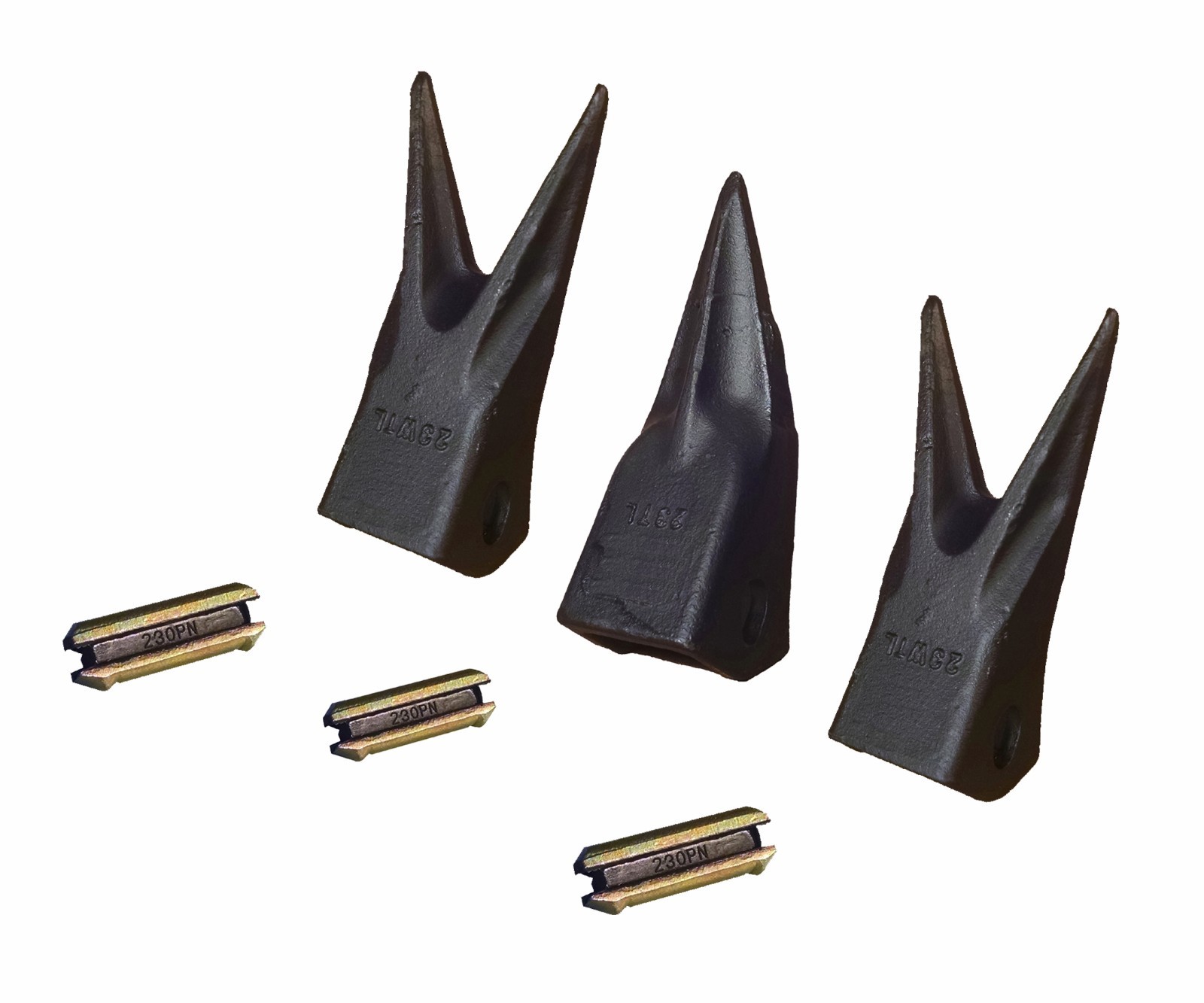 Set ot 3 - Backhoe / Mini Excavator Twin/Single Tiger Teeth w/ pins ...