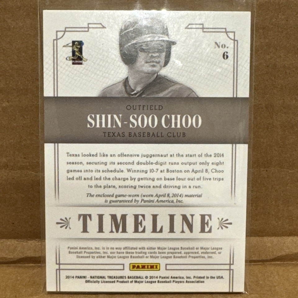 2014 Panini National Treasures Shin-Soo Choo Timeline Quad Relic /25 ...