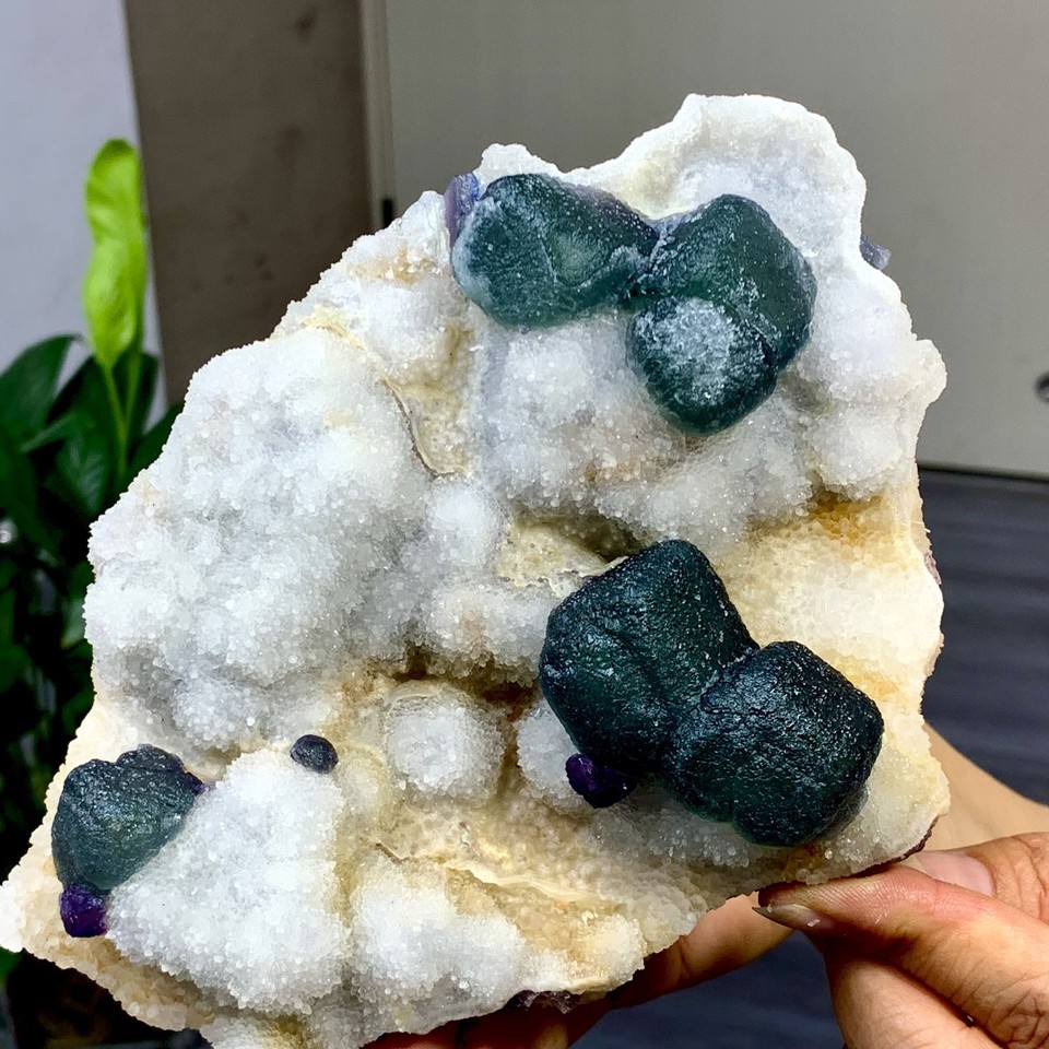 1.74LB Natural transparent green cubic fluorite mineral crystal sample ...
