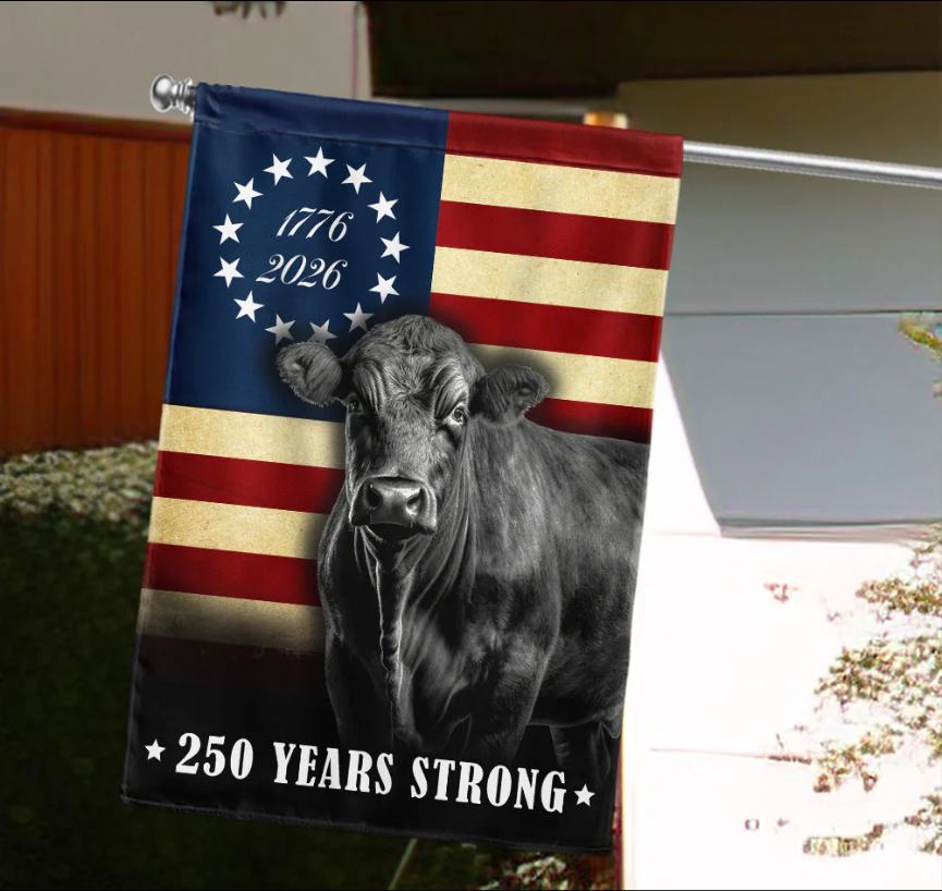 250 Years Strong Black Angus Cattle 1776 2026 Farmhouse Garden Flag ...