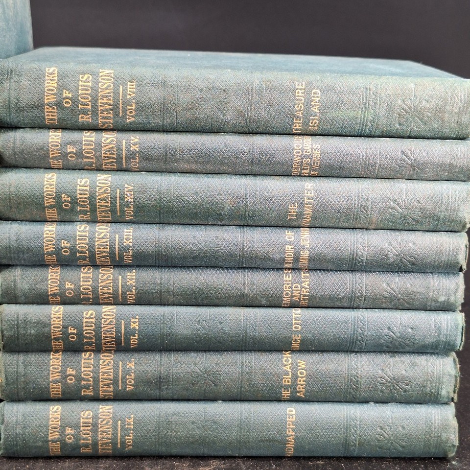 The Works of Robert Louis Stevenson Set of 15 Volumes Green Hardcover ...