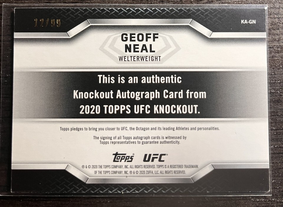 2020 Topps Knockout UFC Geoff Neal Rookie First Auto. On-card. /99 | eBay