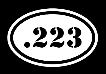 .223 cal, 223 caliber, 223 cal Oval EURO Decal in stencil font for Car ...