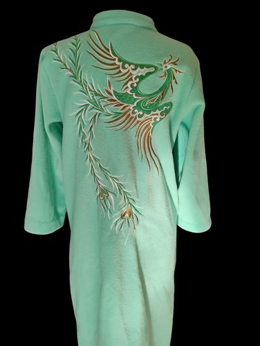Green Bob Mackie Wearable Art Phoenix Embroidered Fleece Full Zip House ...