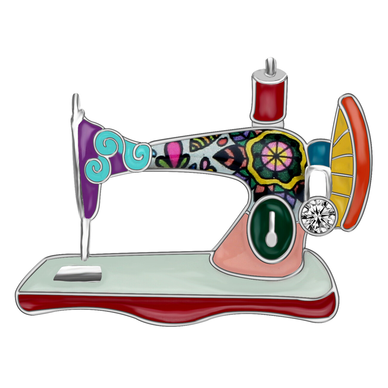 Enamel Alloy Crystal Sewing Machine Brooch Pins Gifts for Women Novelty ...