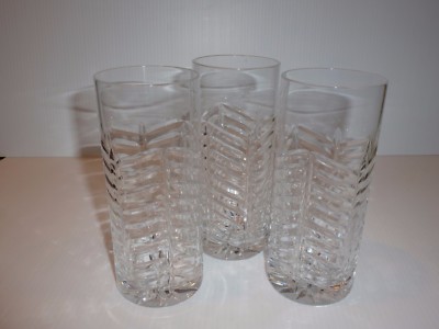 Royal Irish Crystal Set 3 Tall Glasses, Herringbone Like Design | eBay