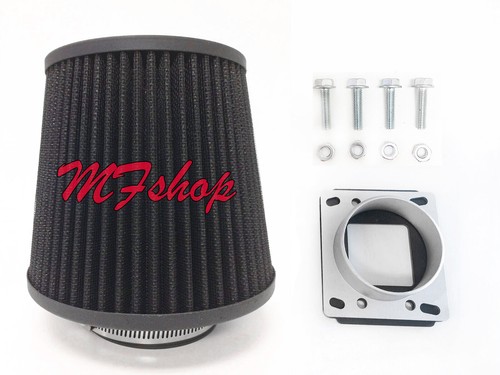 Black Air Intake Filter + MAF Adapter W/screws For 1986-1991 Toyota ...