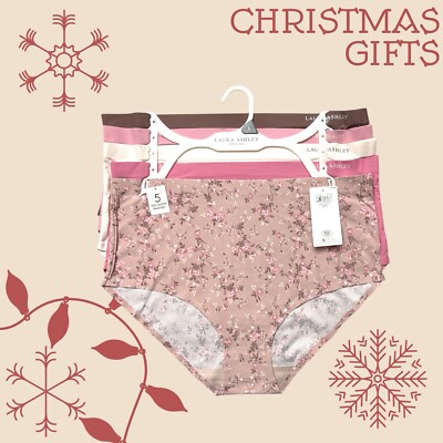 Laura Ashley~Women Brief Panties Floral/Solid 5-Pair LS6895~Sz M ~GREAT ...