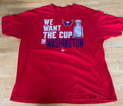 *NWOT* WASHINGTON CAPITALS "WE WANT THE CUP" Old Time Hockey NHL T ...