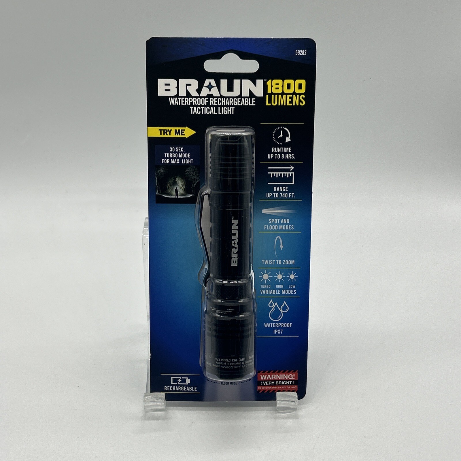 Braun 1800 Lumen Waterproof Rechargeable Tactical Flashlight (NEW) | eBay