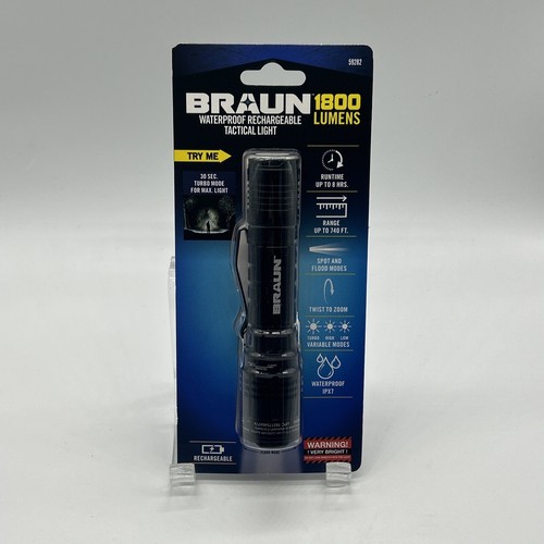 Braun 1800 Lumen Waterproof Rechargeable Tactical Flashlight (NEW) | eBay