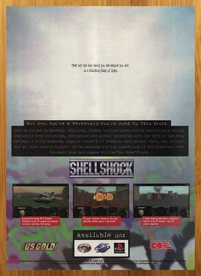 1995 ShellShock PS1 Saturn PC Vintage Print Ad/Poster Tank Video Game ...