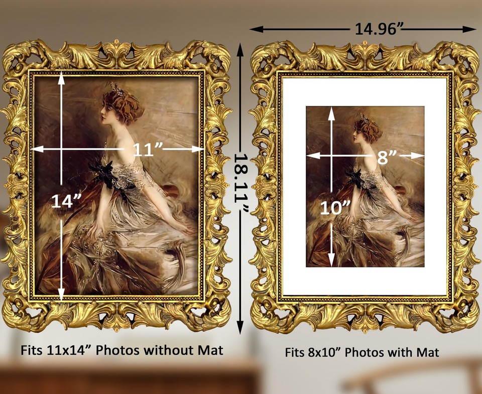 Gold 11x14 Picture Frame Ornate Baroque Picture Frames Antique for Wall ...