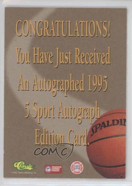1995 Classic 5 Sport Auto Missing Serial Number Theo Ratliff Rookie ...