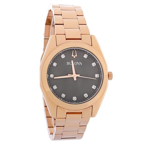 Bulova Surveyor Rose Gold SS Band with Charcoal Dial Women's Watch ...
