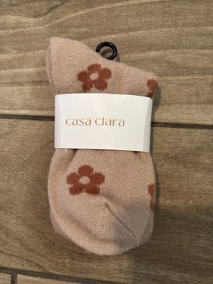 NWT Casa Clara Rust Riley Floral Crew Socks One Size Cashmere/Polyester ...