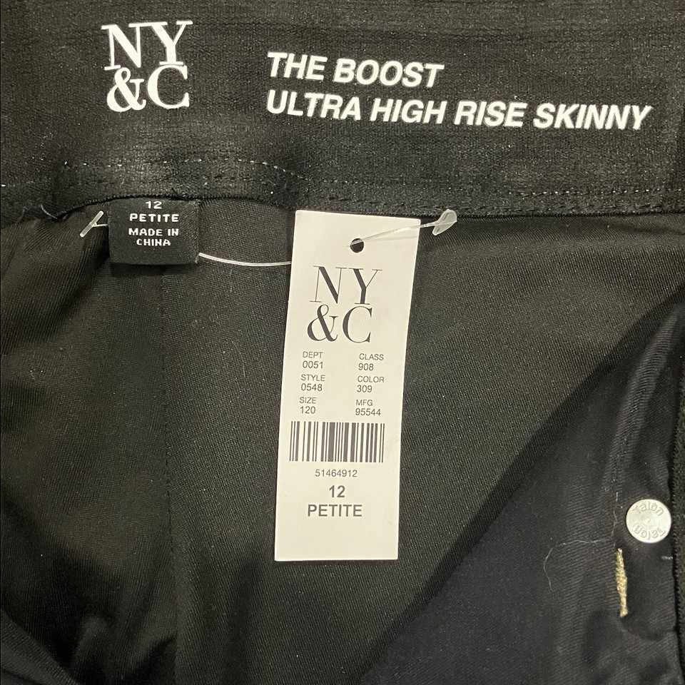 NY & C The Boost Ultra High Rise Skinny Jeans Size 12 Petite Distressed ...