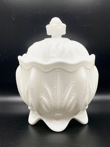 Fenton Cactus Pattern Milk Glass Covered Sugar Bowl / Candy Bowl 6 ...