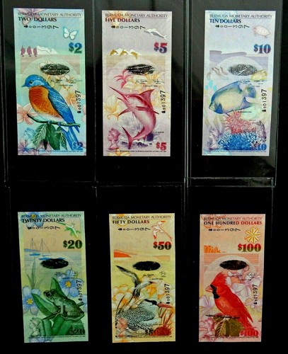 BERMUDA 2 5 10 20 50 100 DOLLAR 2009 P57-62 Matching Serial# Set UNC ...