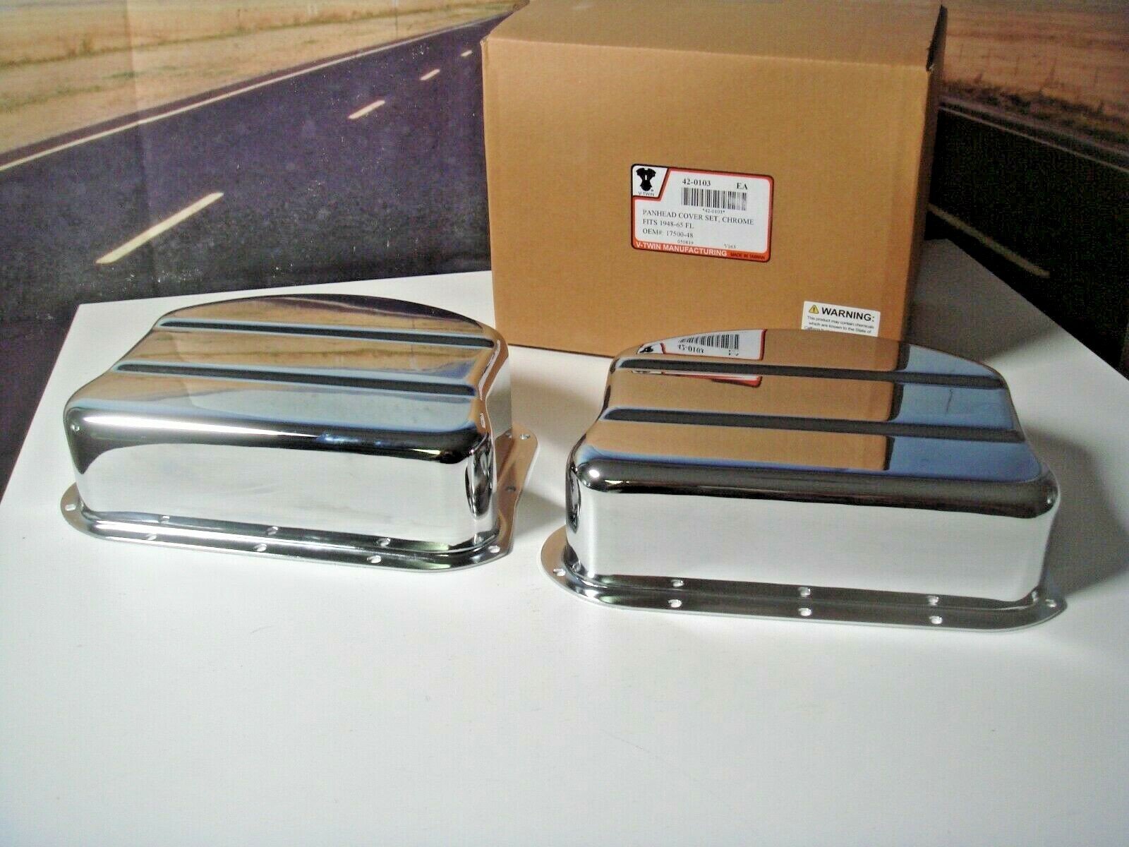 Harley Panhead Chrome Rocker Valve Covers FL 1948-65 48-65 V-Twin 42 ...