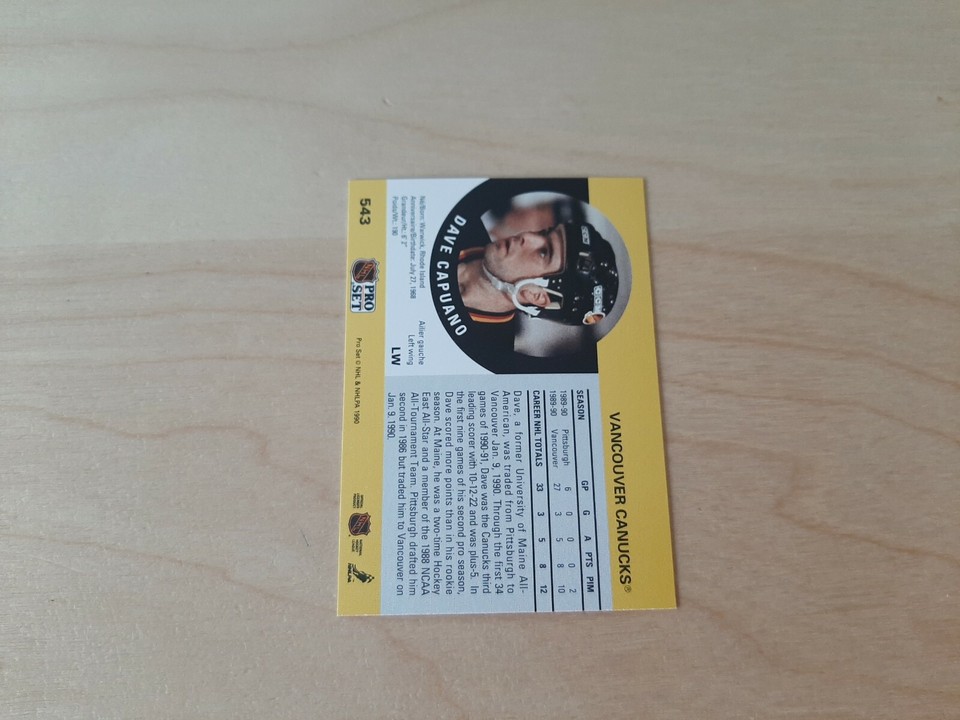 1990-91 PRO SET HOCKEY ROOKIES DAVE CAPUANO RC #543 ! | eBay