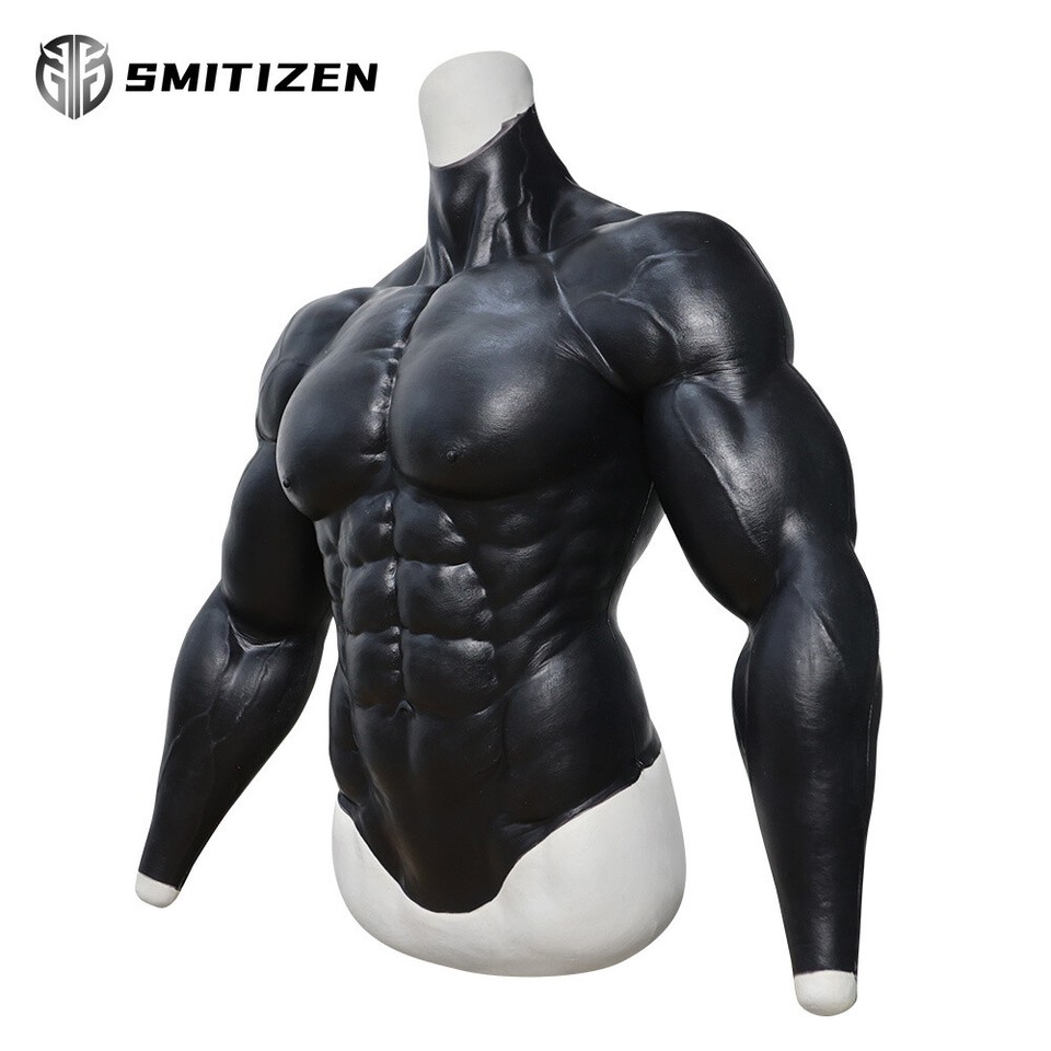 SMITIZEN Upgraded Silicone Fake Chest Muscle Body Suit Abdomen Cosplay ...