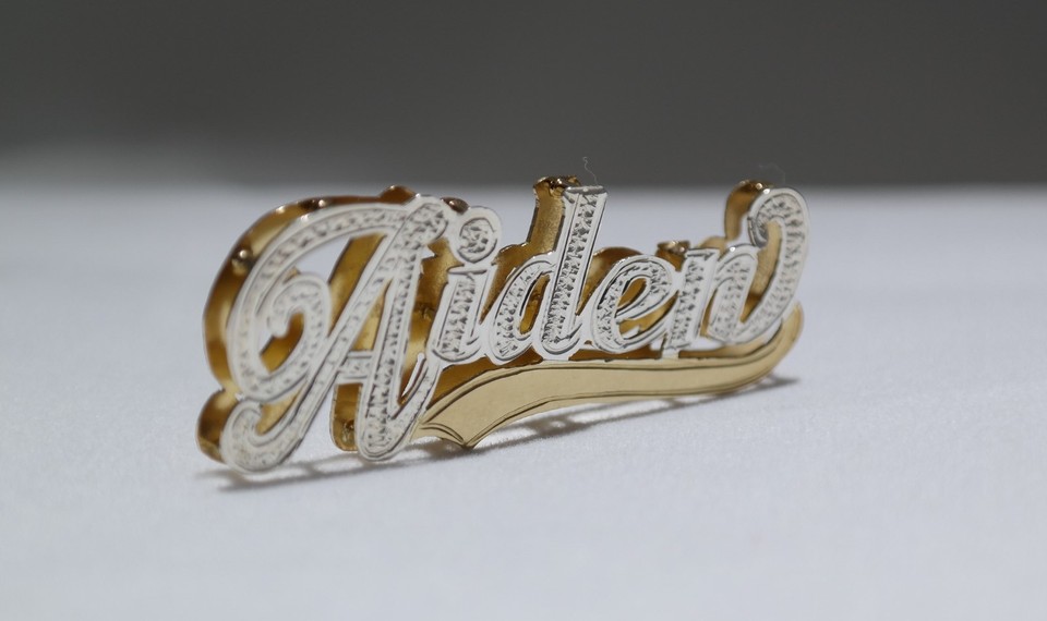 PERSONALIZED DOUBLE NAME PLATE (10k,14k,Fine Silver gold overlay) | eBay