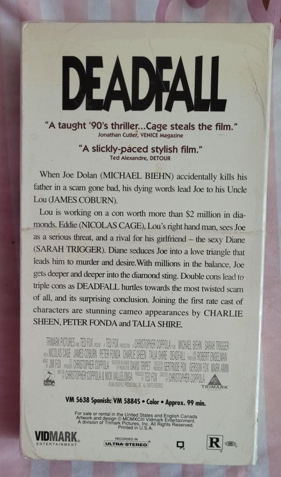 Deadfall (1993 VHS) Michael Biehn, Nicolas Cage - BRAND NEW SCREENER 31398563839| eBay