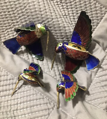 Set Of 4 Vintage Cloisonne Hummingbird Hanging Ornaments 2 Sizes | eBay