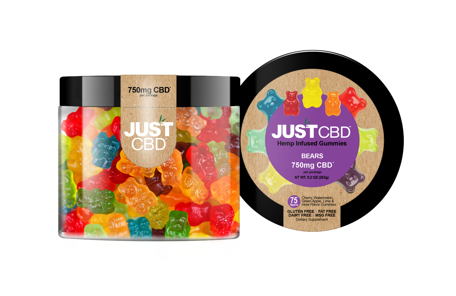 CBD Gummies Edibles - Just CBD Bears Gummy 250 - 3000mg Pure ...