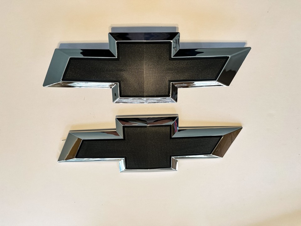 New Chrome Black Front & Tailgate Bowtie Emblem 2016-2018 Silverado ...