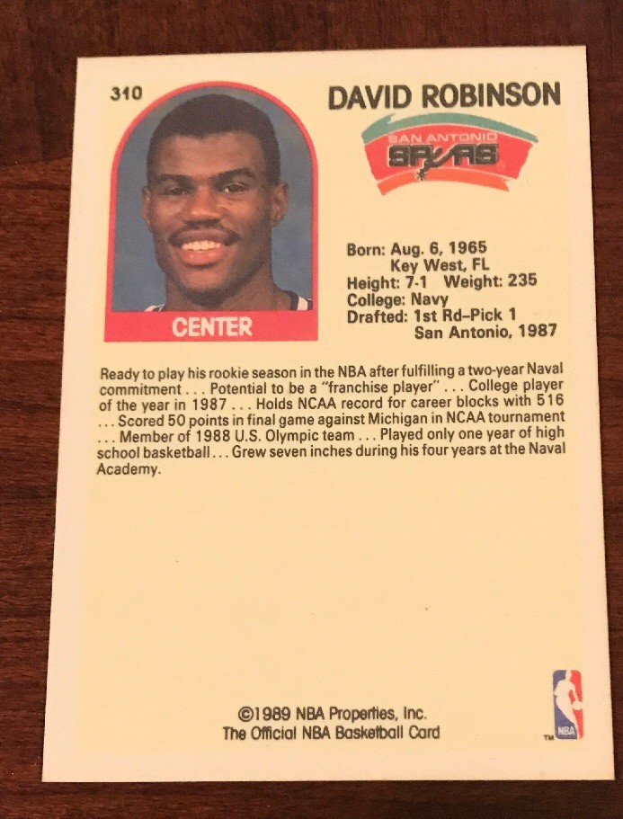 1989-90 NBA Hoops David Robinson Rookie Card Spurs | eBay