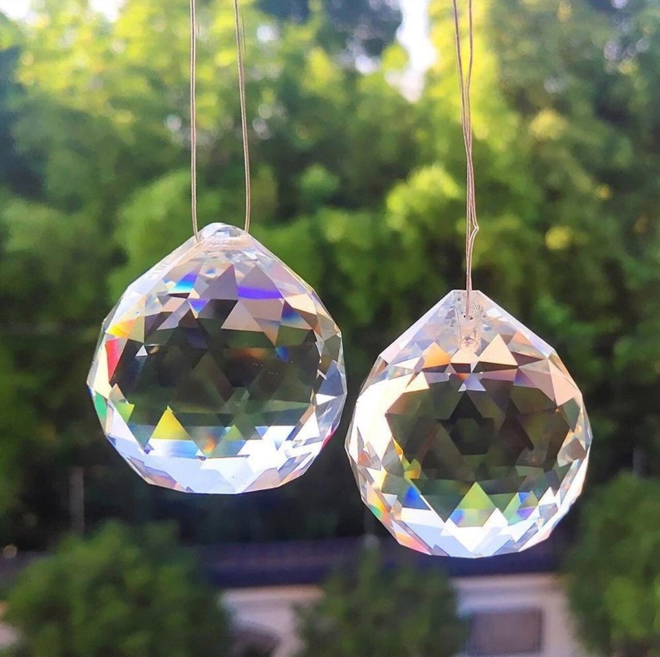 4pcs 40mm Sun Catcher Hanging Clear Crystal Balls | eBay