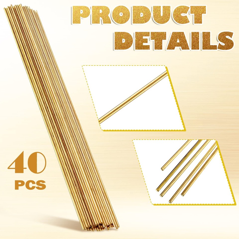 40 Pcs Brass Welding Rods 3/32 in Brazing Rods Brass Rod for DIY Craft ...