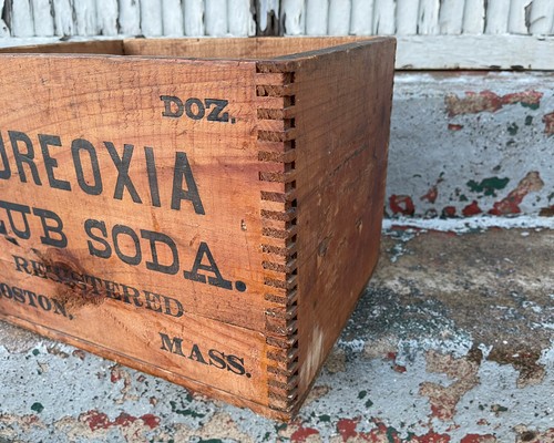 Antique Wooden Crate PUREOXIA CLUB SODA Moxie Boston Massachusetts New ...