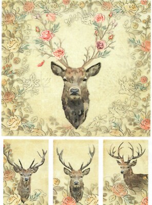 Rice Paper for Decoupage Scrapbook Craft Winter Deer 168 | eBay UK