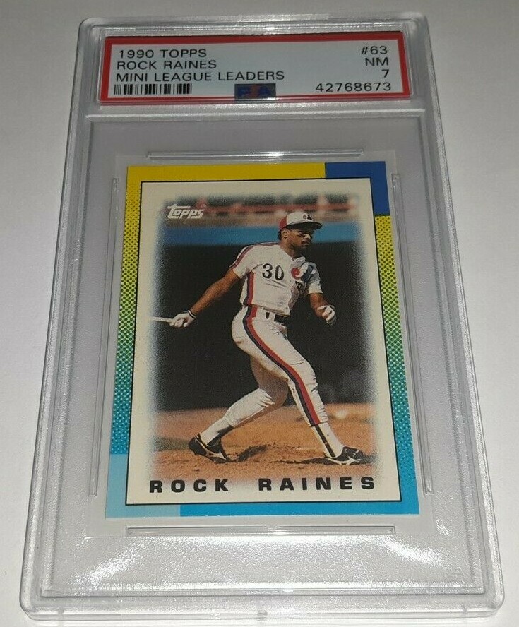 1990 Topps Mini League Leaders #63 Tim Rock Raines Graded PSA 7 Near ...