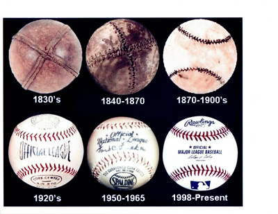 EVOLUTION OF THE BASEBALL 1830 1998 8X10 PHOTO VINTAGE ANTIQUE FIGURE 8 ...
