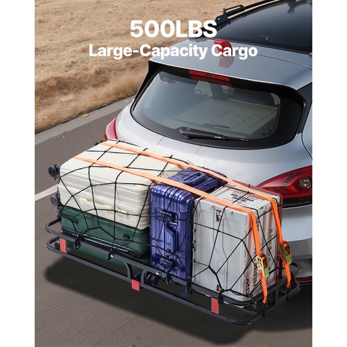 500 lbs Hitch Mount Cargo Carrier with Cargo Net Luggage Basket for 2 ...