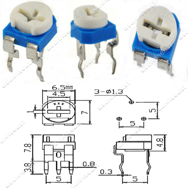 10 x Blue White 100K Ohm 104 Trimpot Trimmer Potentiometer Variable ...