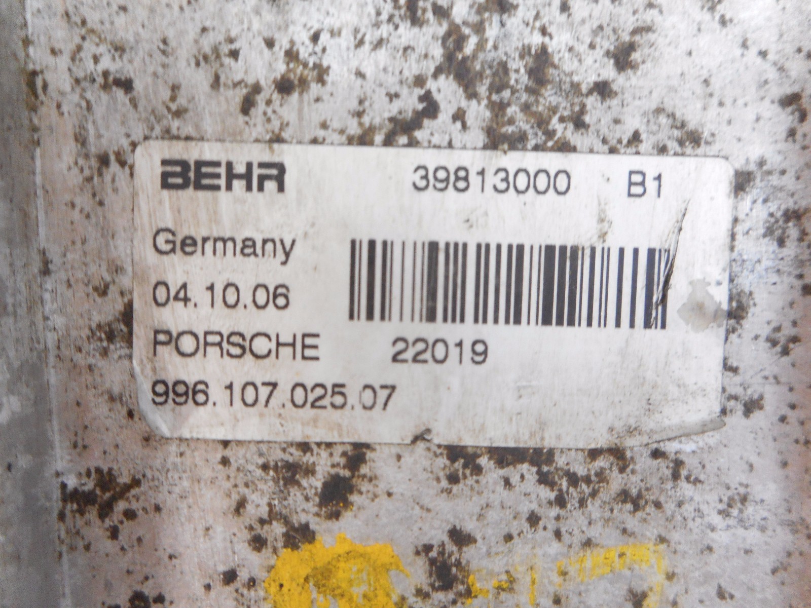 06 07 08 Porsche Cayman 2.7L Engine Oil Cooler OEM 99610702507 07 08 ...