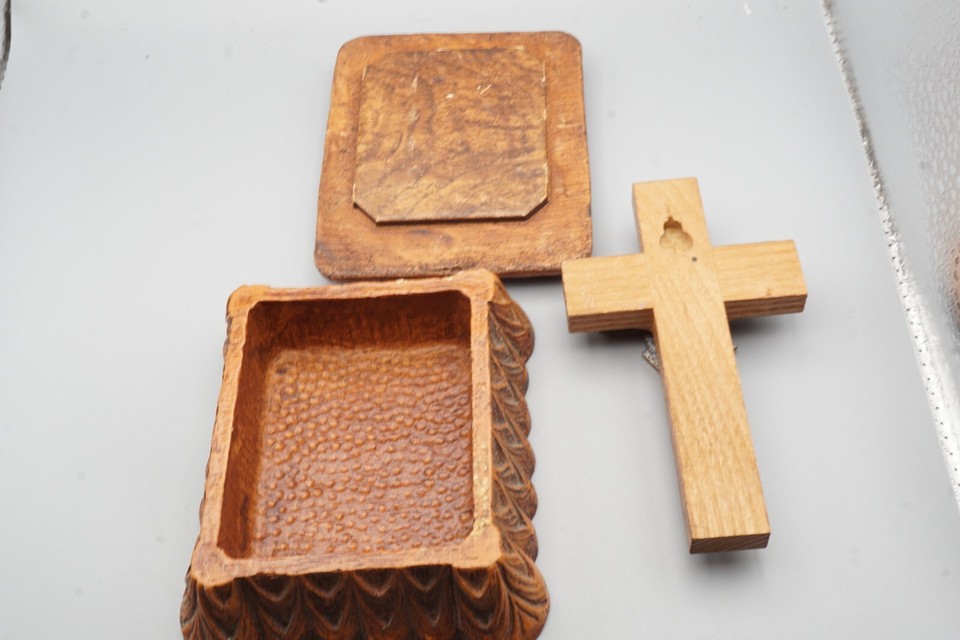 Vintage USMC Marine Corps Semper Fidelis EGA Box & Wooden Christian ...