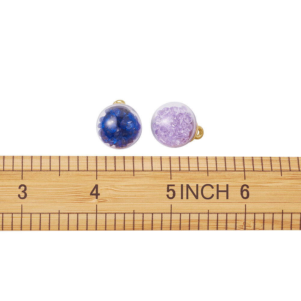 100pcs Colorful Glass Ball Pendants Rhinestone Smooth Mini Charms Craft ...