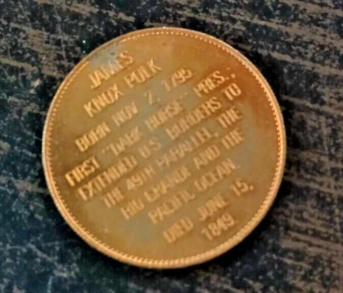 JAMES POLK US President Token Coin Bronze Medal With Reeded EGED ...
