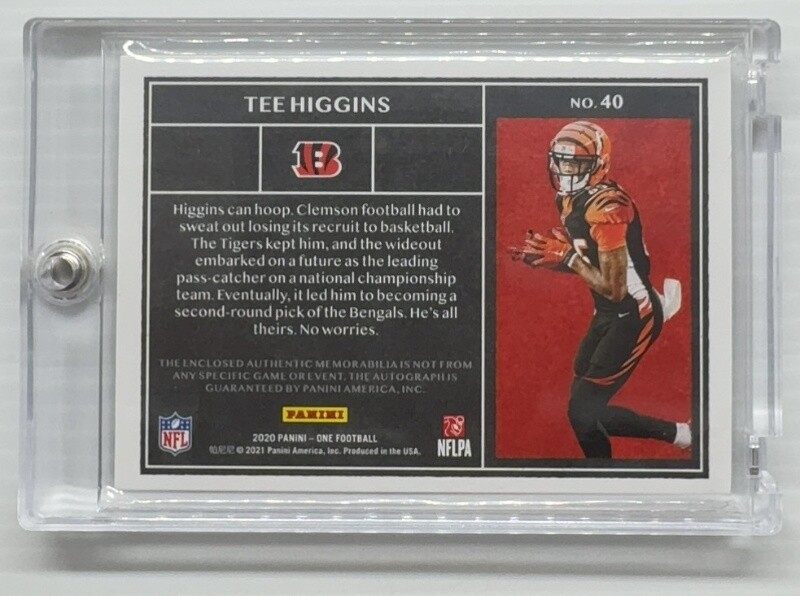 2020 Panini One Tee Higgins Rookie Dual Patch Autograph Auto #68/99 ...