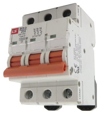 BKN-b Miniature Contactor 3P 20A Type D-Curve 240VAC DinRail Mount BKN ...